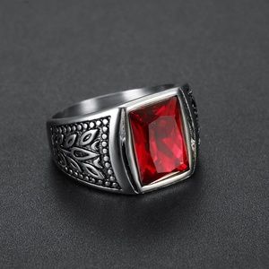 Mens Fashion Jewelry | Accessories | Blackgreenred Stone Gothic Signet ...